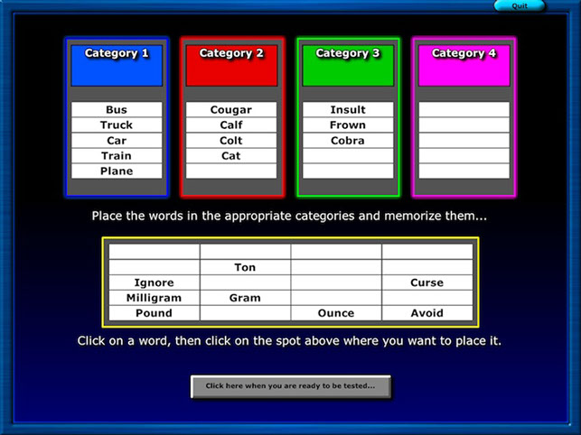 PSSCogRehab - English - Verbal Memory - Categorizing | Psychological ... PSSCogRehab - English - Verbal Memory - Categorizing | Psychological ...
